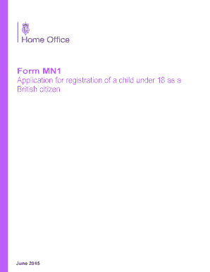 Fillable Online Form MN1 Application for registration of a child under ...