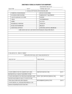 Fillable Online modot mo Driver's Vehicle Inspection Report (Full page ...