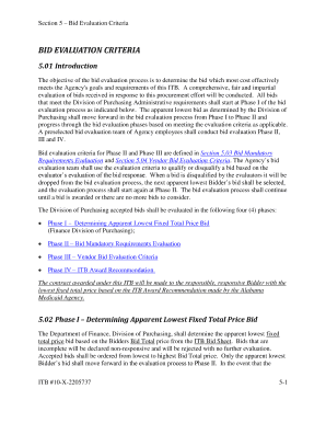 Fillable Online purchasing alabama BID EVALUATION CRITERIA - purchasing ...