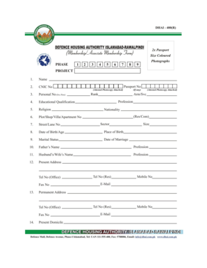 Fillable Online PROJECT - DHA Islamabad Fax Email Print - pdfFiller