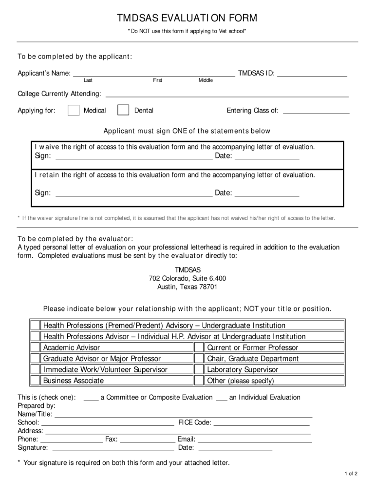 Tmdsas Evaluation Form Pdf - Fill and Sign Printable Template Online ...