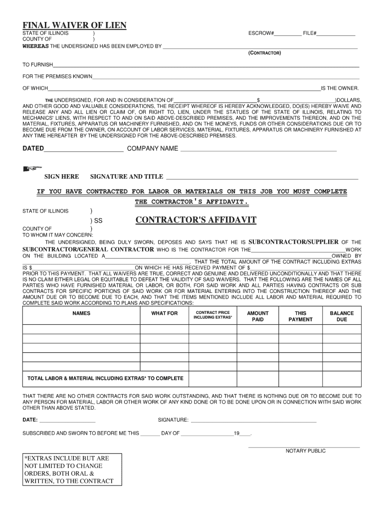 IL Final Waiver Of Lien Complete Legal Document Online US Legal Forms
