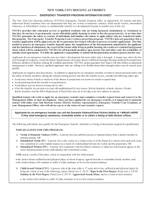 Fillable Online nyc Emergency Transfer Program Information Sheet - nyc ...