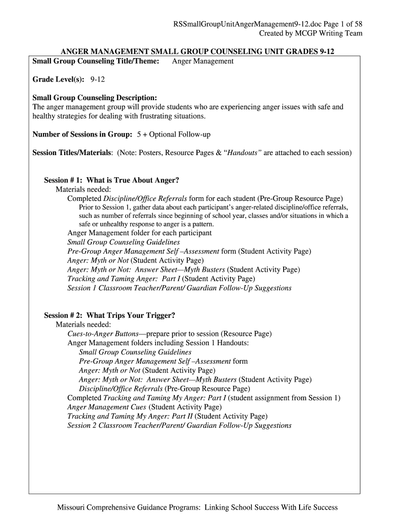 Fillable Online dese mo Fillable Anger Management Unit 9-12 Fax Email Print - pdfFiller