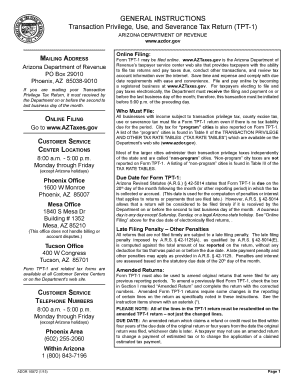 Fillable Online azdor Fillable General Instructions for Form TPT-1 Fax ...