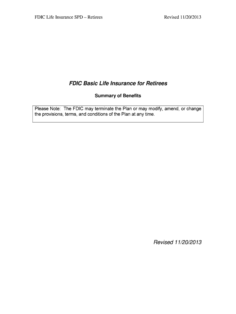 Fillable Online fdic FDIC Basic Life Insurance Plan for Retirees - fdic ...