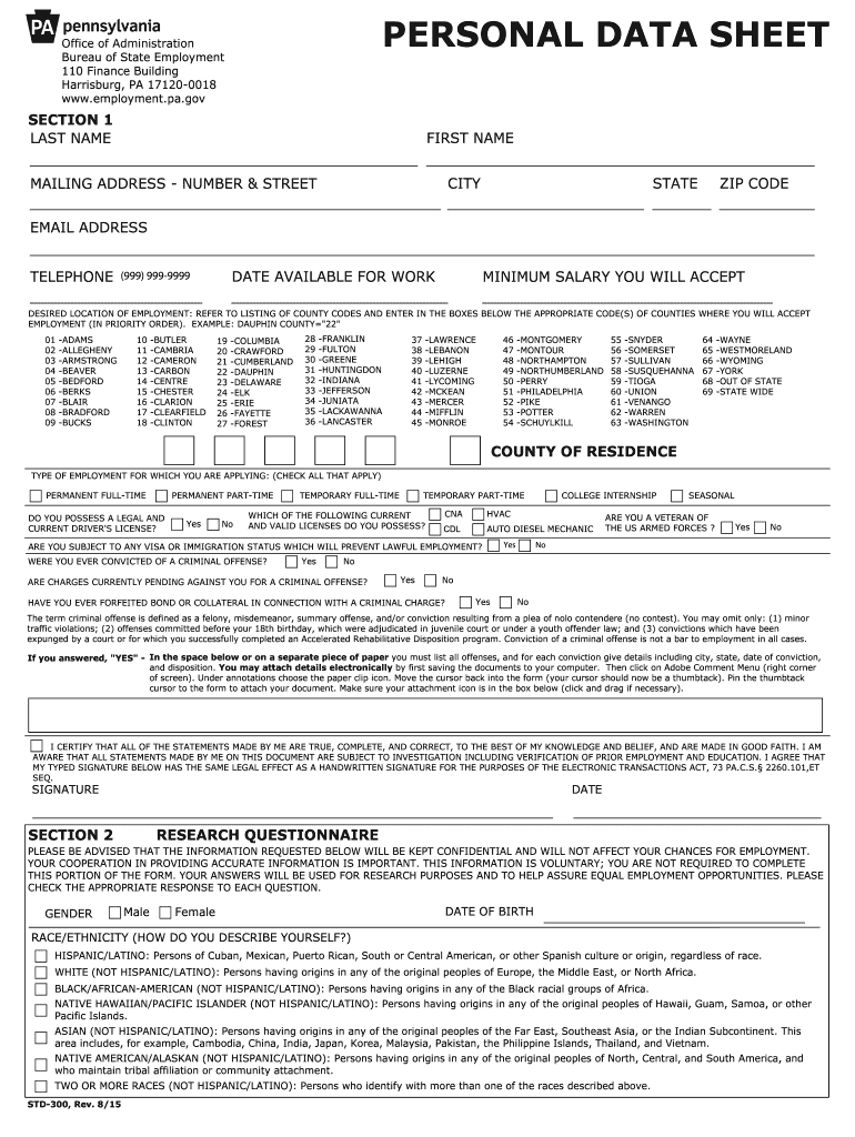 Personal Data Sheet Sample Fill Out Sign Online DocHub