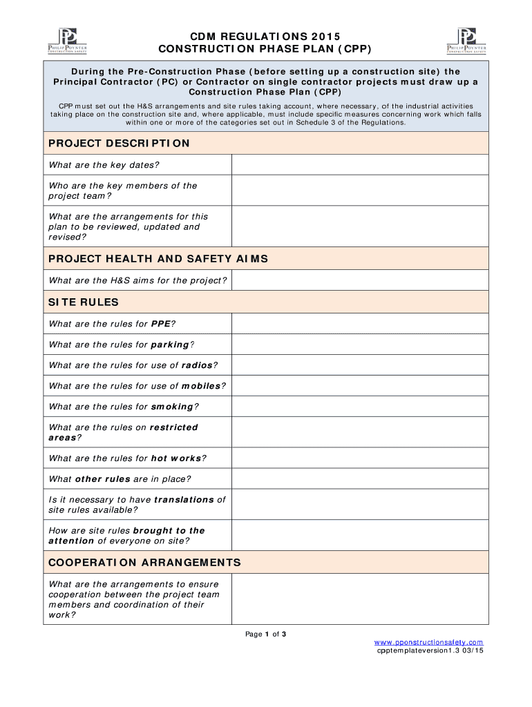 Construction Phase Plan Template Fill Online Printable Fillable Blank PdfFiller