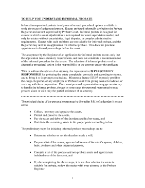 Fillable Online mncourts TO HELP YOU UNDERSTAND INFORMAL PROBATE Fax Email Print - pdfFiller
