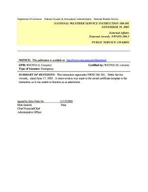 Fillable Online nws noaa 100-301 Public Service Awards - National ...