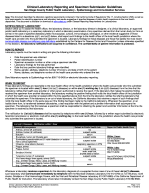 Fillable Online Clinical Laboratory Reporting and Specimen Submission ...