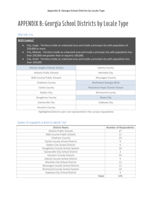 Fillable Online Appendix B: Georgia School Districts by Locale Type ...