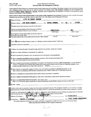 Fillable Online Form ST-105 Indiana Department of Revenue one F Fax ...