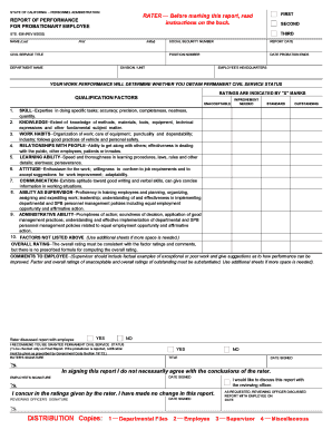 Fillable Online documents dgs ca Report of Performance. Probationary ...