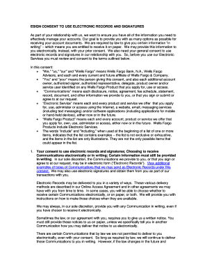 Fillable Online ESIGN CONSENT TO USE ELECTRONIC RECORDS AND SIGNATURES ...