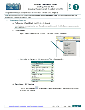 Fillable Online minneapolismn NextGen EHR How-to Guide Charting ...