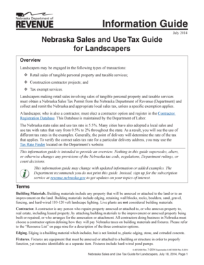 Fillable Online Information Guide - Nebraska Department of Revenue Fax ...