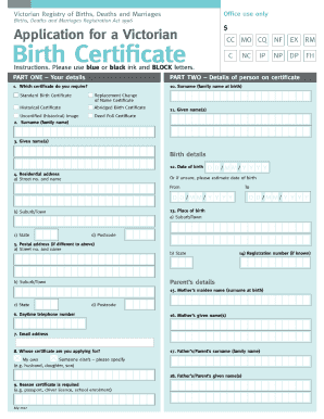 Birth Certificate Fill In