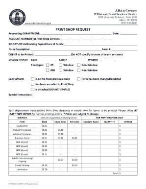 Fillable Online aikencountysc Print Shop Request Form - aikencountysc ...