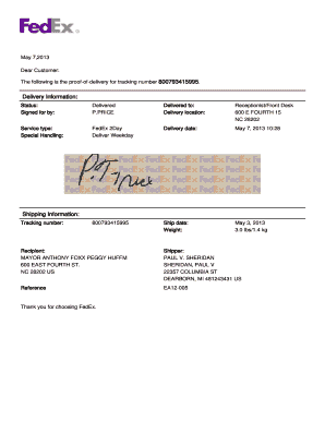 Fillable Online www-odi nhtsa dot Delivery Information: Shipping ...