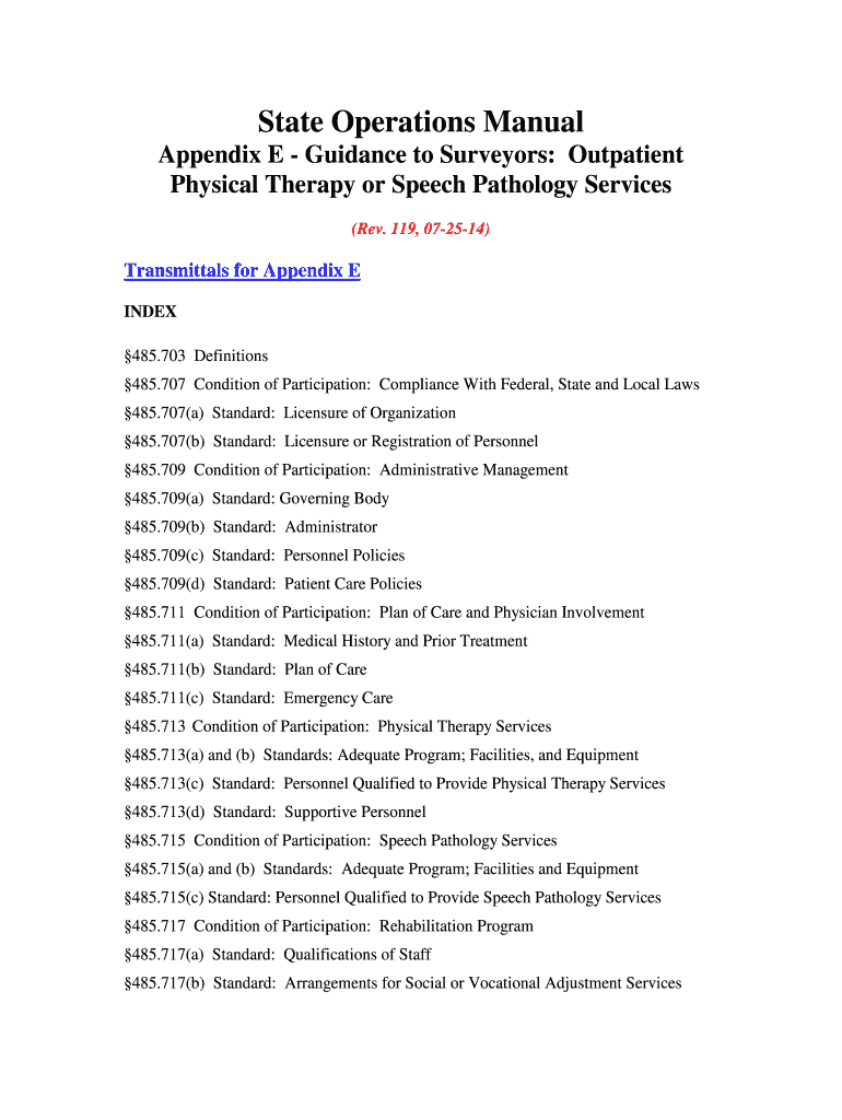 Fillable Online cms Appendix E - Guidance to Surveyors: Outpatient ...