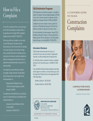 Fillable Online cslb ca Construction Complaints Fax Email Print - pdfFiller