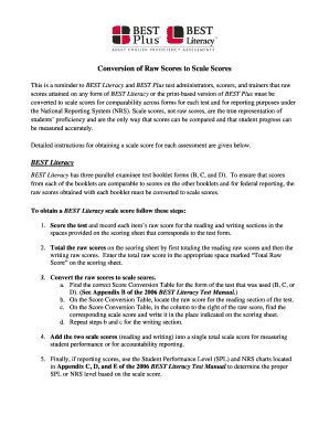 Fillable Online kyae ky Conversion of Raw Scores to Scale Scores - kyae ...
