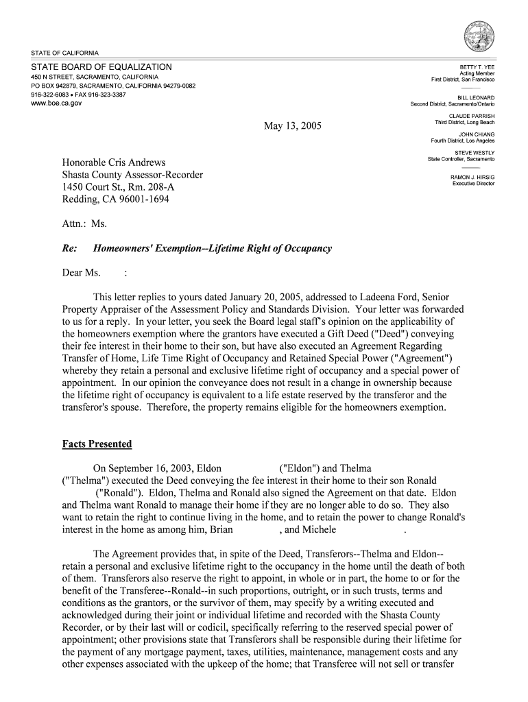 Fillable Online boe ca Annotation 505.0072 - Board of Equalization ...