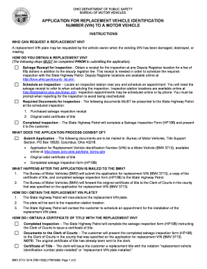 Fillable Online publicsafety ohio APPLICATION FOR REPLACEMENT VEHICLE ...