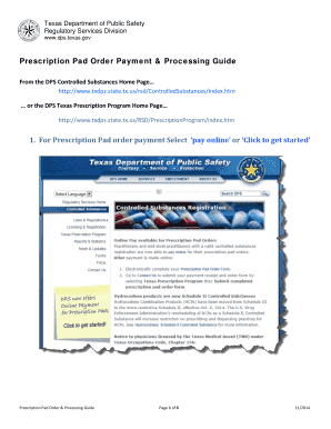 Fillable Online dps texas Guide to Prescription Pad Ordering - dps texas Fax Email Print - pdfFiller