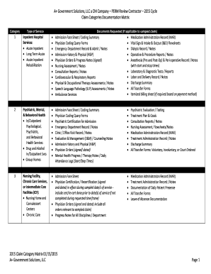 Fillable Online cms 2015 Claim Category Matrix - cms Fax Email Print ...