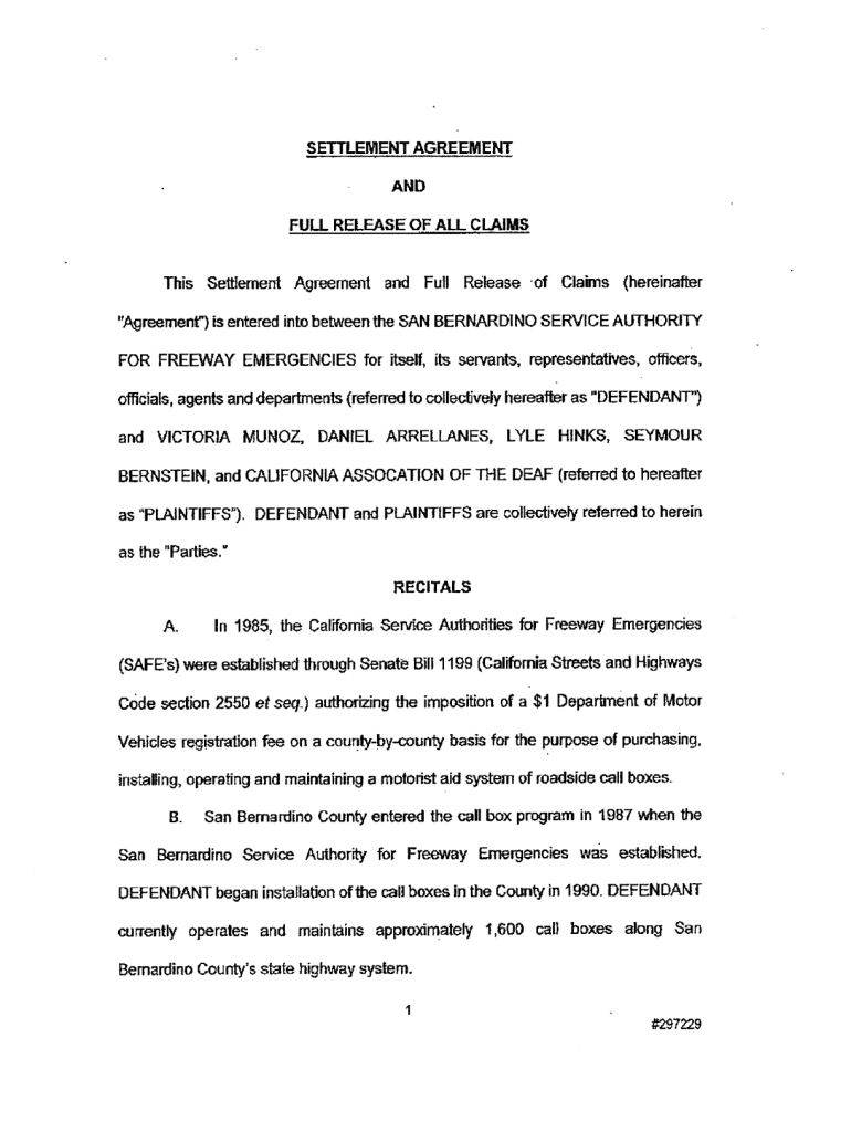 Full And Final Settlement Agreement Template South Africa Fill Online 