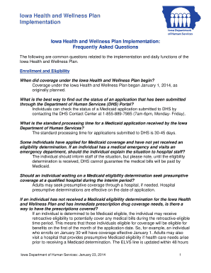 Fillable Online dhs iowa health and wellness plan form Fax Email Print ...
