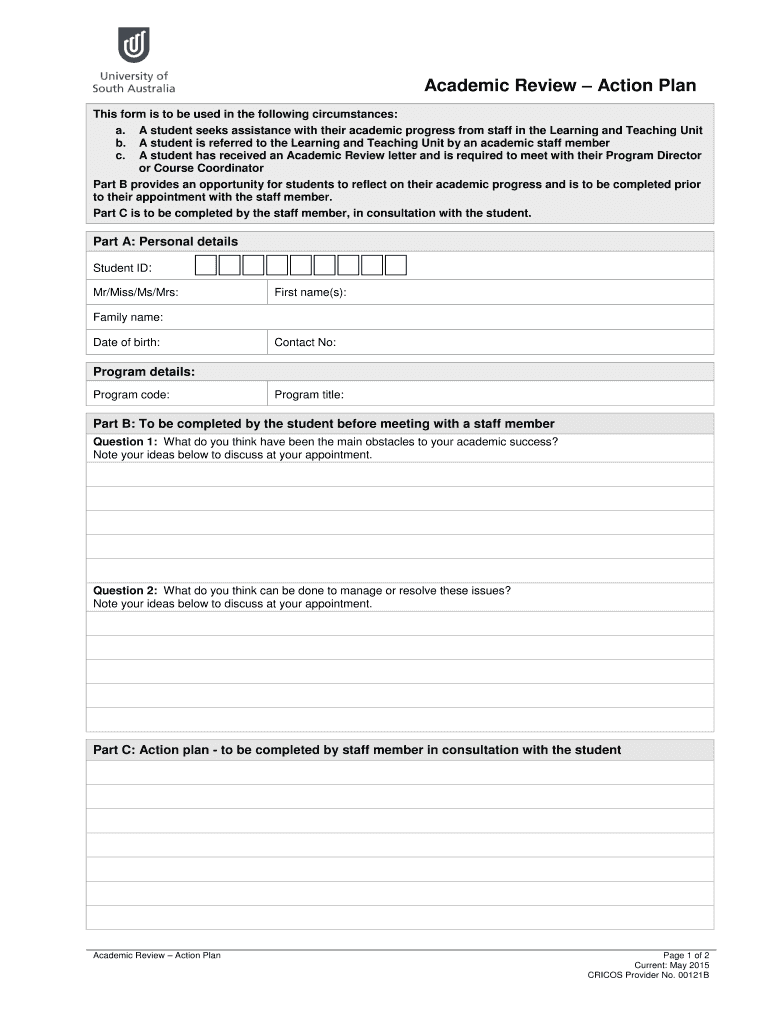 Fillable Online Academic Review Action Plan Fax Email Print - pdfFiller