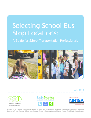Fillable Online nhtsa Selecting School Bus Stop Locations: A Guide ...