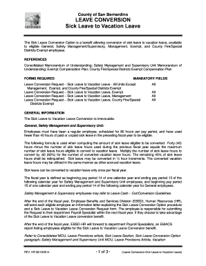 Fillable Online sbcounty Leave Conversion-Sick Leave to Vacation ...