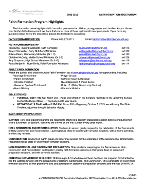 Fillable Online Faith Formation Program Highlights Fax Email Print ...