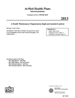 Fillable Online opm AvMed Health Plans - opm Fax Email Print - pdfFiller