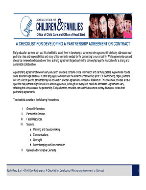 Fillable Online eclkc ohs acf hhs A Checklist for Developing a ...