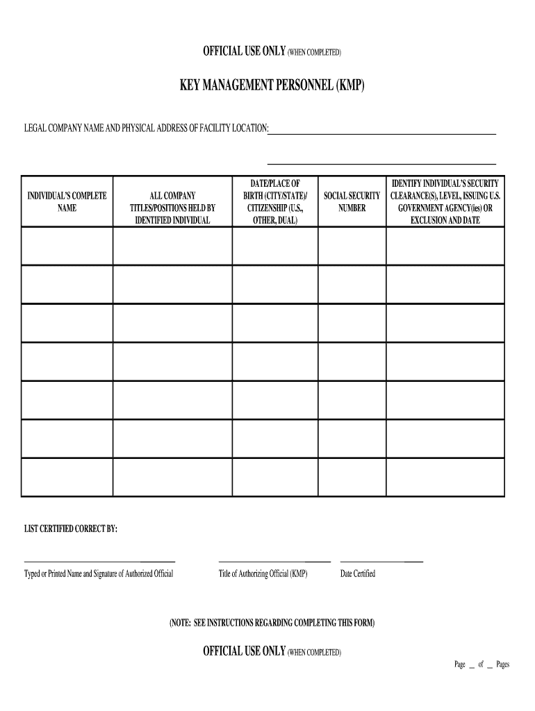 Key Management Personnel Form 2020 Fill And Sign Printable Template