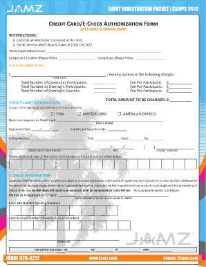 Fillable Online Credit Card/E-Check Authorization Form Fax Email Print ...