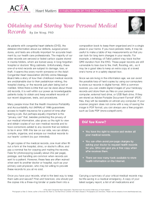 Fillable Online Obtaining and Storing Your Personal Medical Records Fax ...