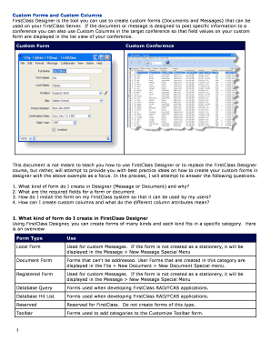 Fillable Online Custom Forms and Custom Columns : FirstClass Online Fax ...