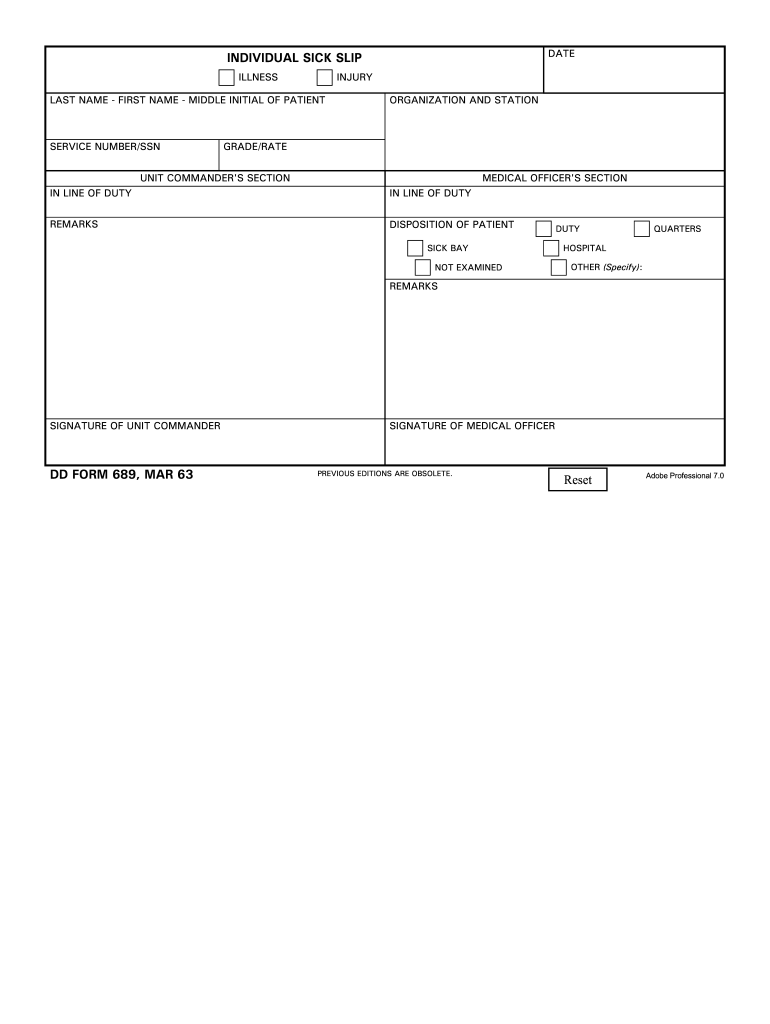 Army Sick Call Slip Fill Online Printable Fillable Blank PdfFiller