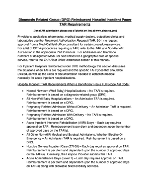 Fillable Online dhcs ca DRG Hospital Inpatient TAR Requirements Under ...