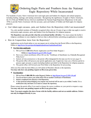 Fillable Online fws Ordering Eagle Parts and Feathers from the National ...