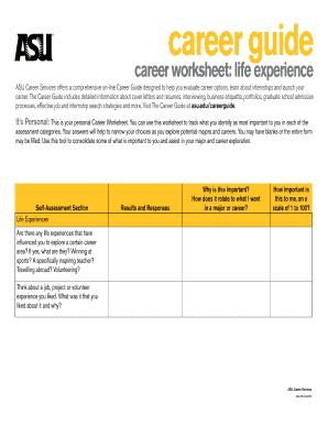 Fillable Online career worksheet life experience Fax Email Print ...