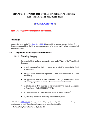 Fillable Online txcourts CHAPTER 3 FAMILY CODE TITLE 4 PROTECTIVE ORDERS ... Fax Email Print ...
