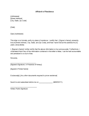 Fillable Online Use our sample 'Affidavit of Residence Template Fax ...
