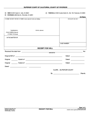 Fillable Online riverside courts ca RECEIPT FOR WILL Fax Email Print ...